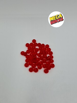 LEGO LOT 50 X ROUND PLATE 1X1 ROUGE TRANSPARENT REF 34823 / 6208450 ...