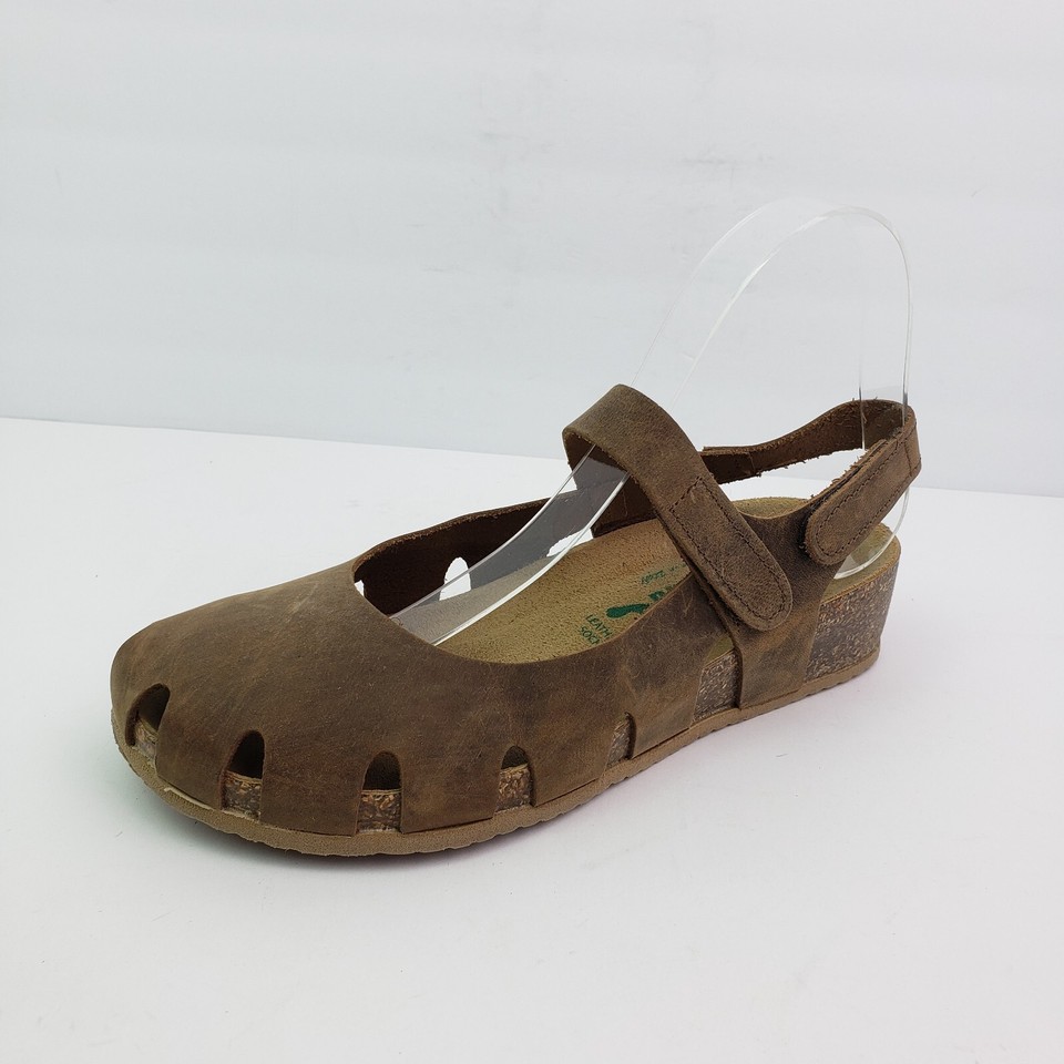 BioNatura Womens Size 8 EU 39 Brown Leather Cork Footbed Mary Jane ...
