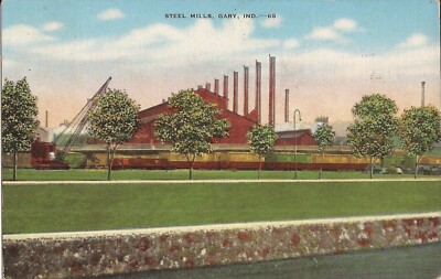 Gary, INDIANA - Steel Mills - 1945 - LINEN - foundry, factory | eBay