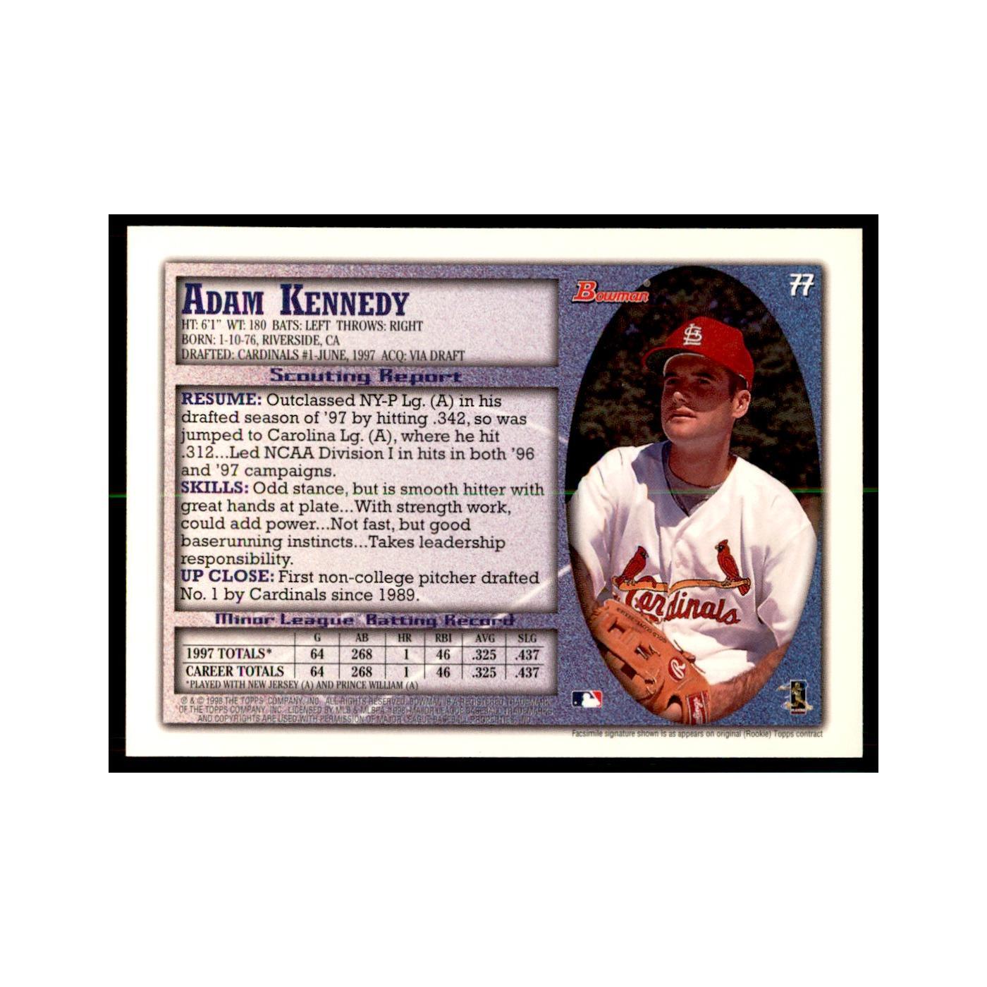 1998 Bowman Adam Kennedy Baseball Cards #77 | eBay