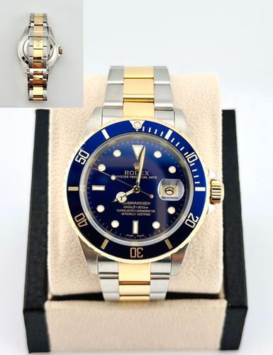 Rolex Submariner 16613 Blue Dial 18K Yellow Gold Stainless Steel | eBay