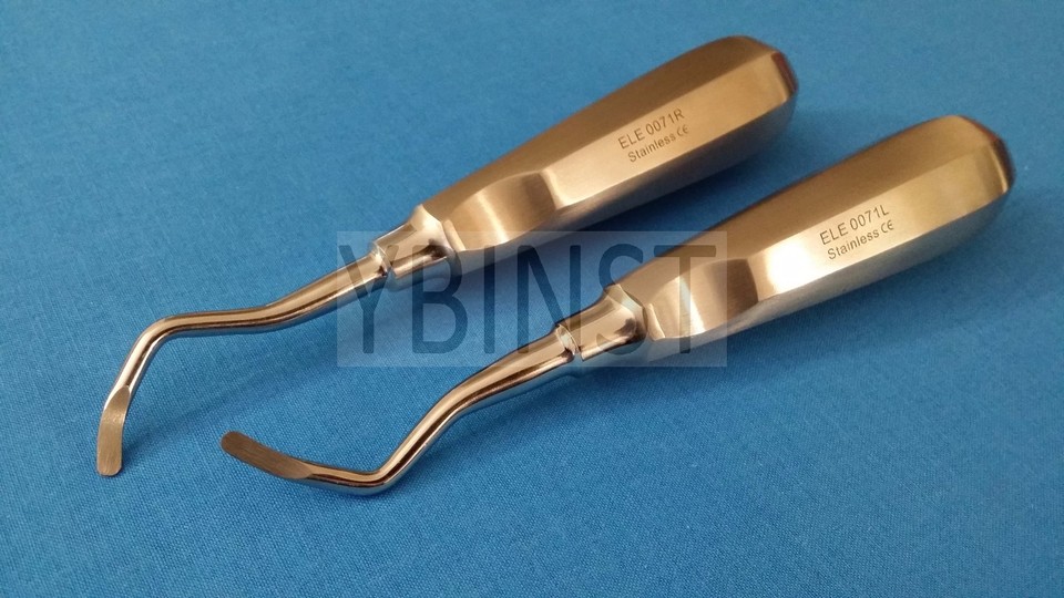 2 MILLER DENTAL TOOTH ROOT ELEVATOR #72+71 ANGLED RIGHT+LEFT ROUNDED ...