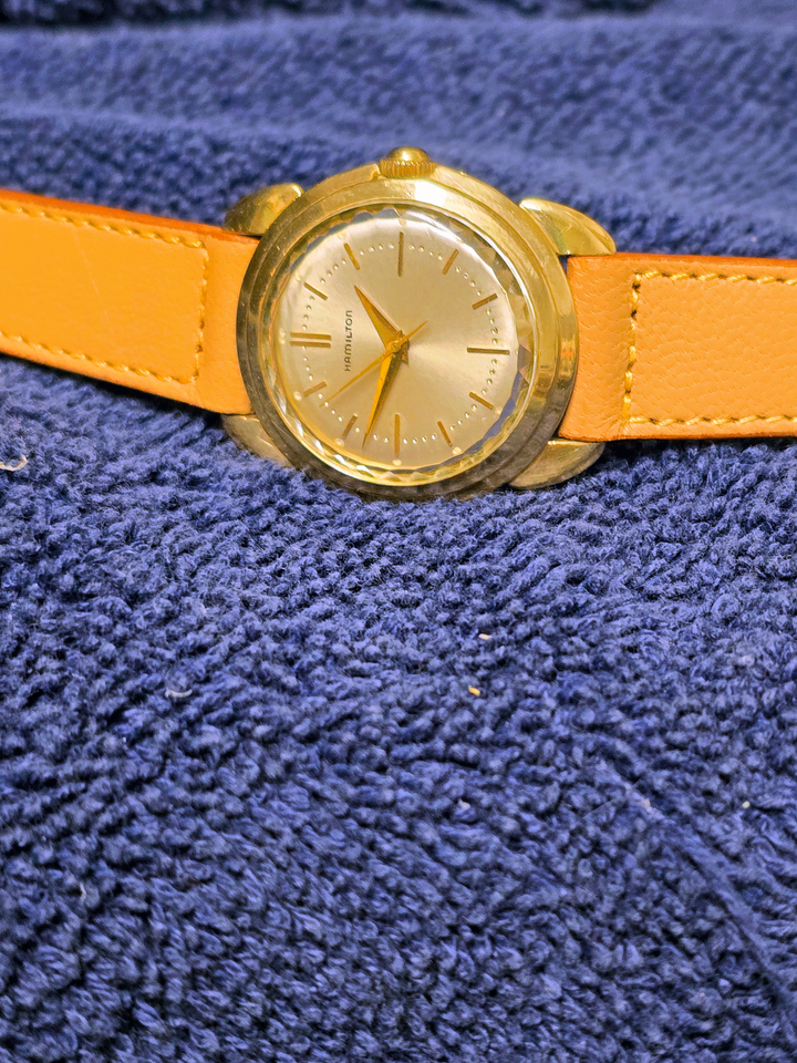 Vintage Hamilton Grenadier all orig. 18 KT Gold #s NOS Hamilton band ...