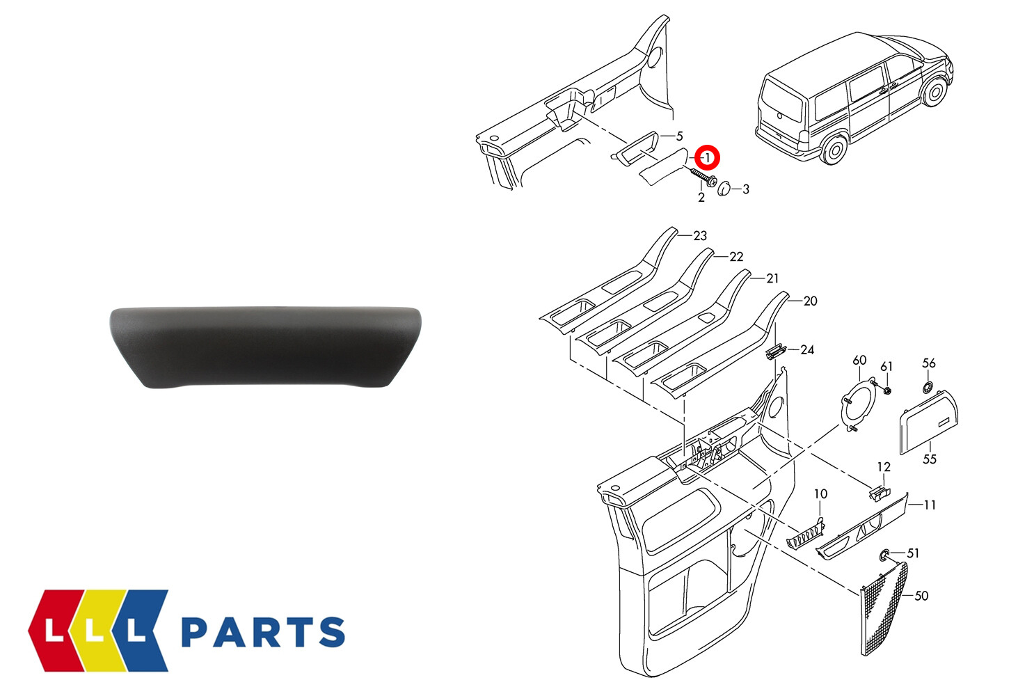 NEW GENUINE VW TRANSPORTER T5 2003 - 2009 INNER DOOR GRAB PULL HANDLE ...