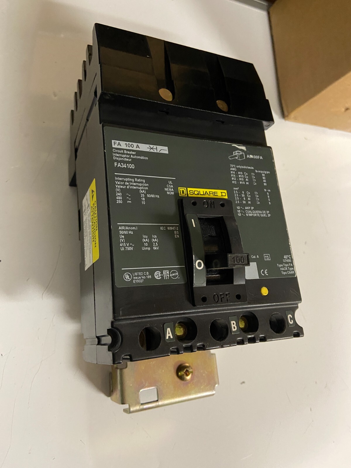 SQUARE D I LINE CIRCUIT BREAKER 100 Amp 3 P FA34100 NICE | eBay