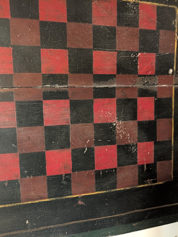 Antique Primitive Game Board Checkerboard Wooden Folk Art Checker Board ...