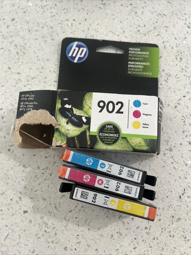 HP 902 Cyan Magenta Yellow Color Ink Cartridges 3-Pack Lot Of 3 See Exp ...