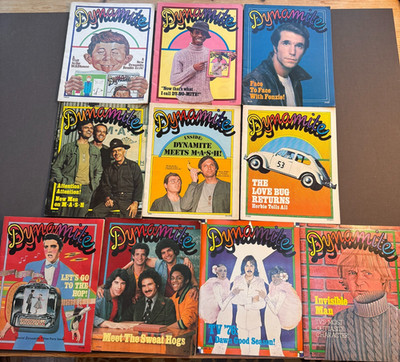 1970s DYNAMITE MAGAZINE LOT of 10 - MASH, Fonz, MAD, Herbie, Sweathogs ...