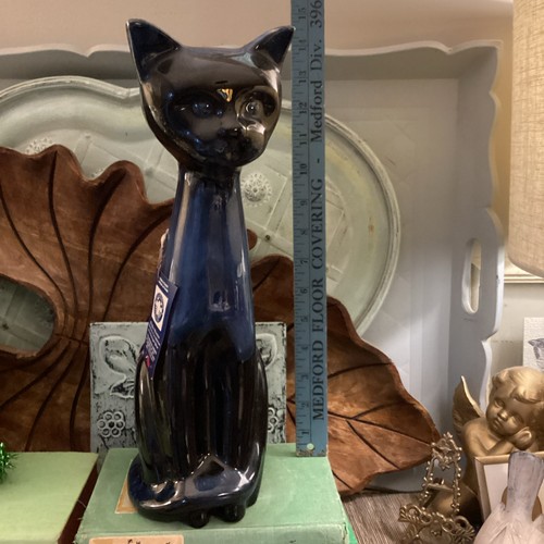 VTG Mid Century Modern MCM ATOMIC CAT Blue Mountain Pottery Drip Glaze ...