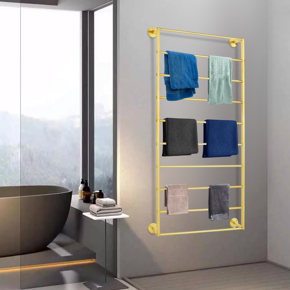 10 Tiers Modern Wall Mounted Scarf Tie Display Rack Towels Storage Rack ...