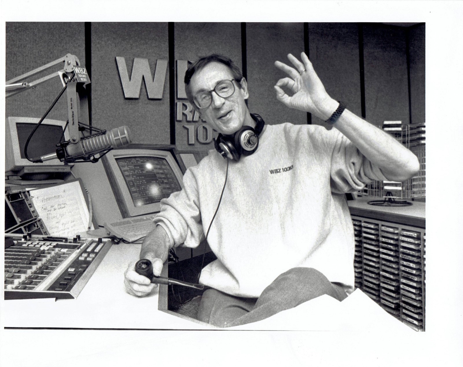 1992 Original Photo David Brudnoy WBZ radio host gives OK hand gesture ...
