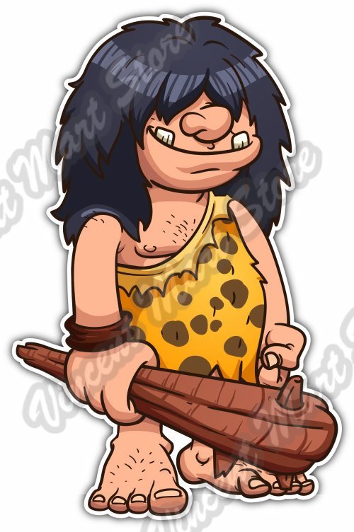 Cartoon Caveman Stone Age Funny Gift Car Bumper Vinyl Sticker Decal 3.5 ...