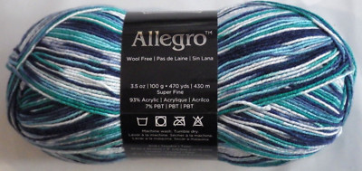 One Skein Wisdom Allegro, Wool Free Stretch Sock Yarn, 100g, 470yd, Sea ...