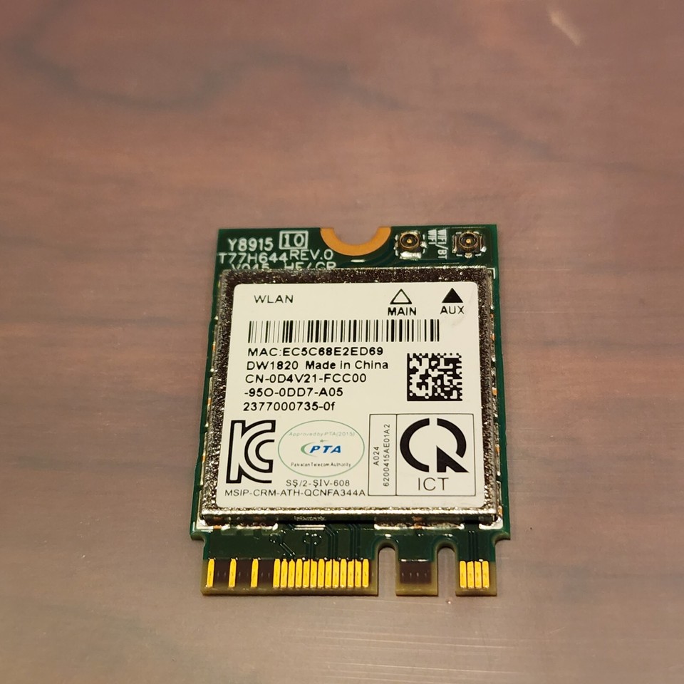 DELL LATITUDE E5470 5480 5580 E5570 5591 7490 WIRELESS WIFI CARD DW1820 ...