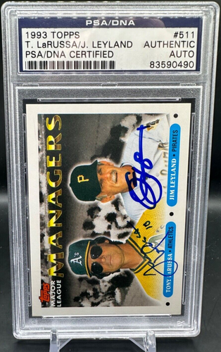 TONY LARUSSA JIM LEYLAND 1993 TOPPS MANAGERS SIGNED AUTOGRAPH PSA BOLD ...