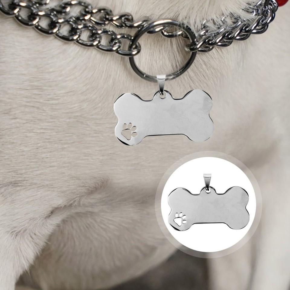 10 Pcs Bone Shape Dog Tags Stainless Steel Pet ID Tags Engraved | eBay ...