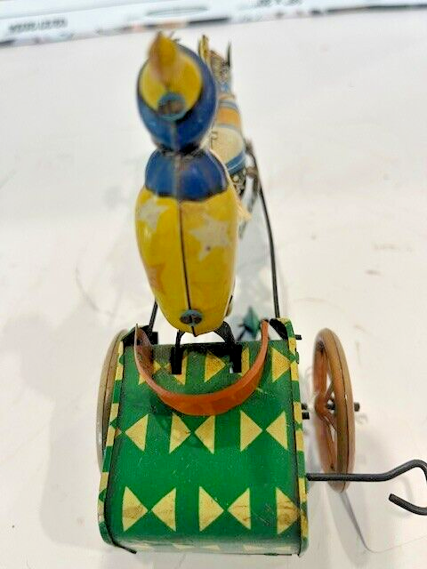 2257 - Vintage 1950's Lehman Russian Wind-Up Tin Zebra Pulling Clown on ...