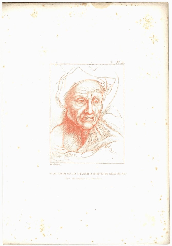 RAPHAEL ETCHING STUDY HEAD ST ELIZABETH 1866 RENAISSANCE OLD MASTER ART ...