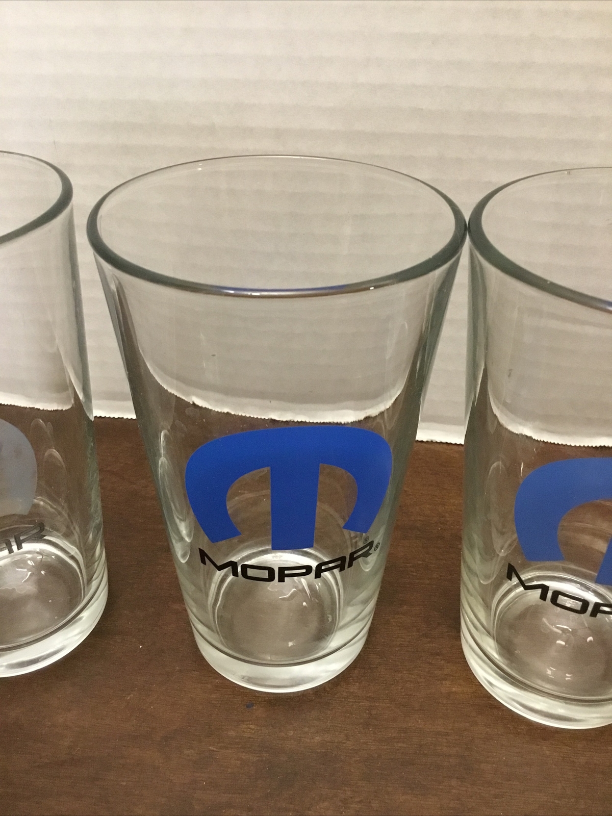 Mopar Drinking Glasses Set of 3 Clear With Blue M 5.75” | eBay