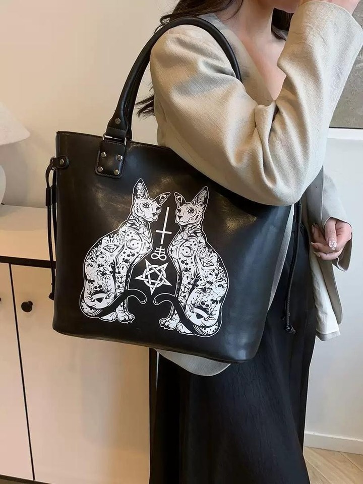 European Dark Black Gothic Punk Cat Tote LARGE SHOULDER bAG | eBay
