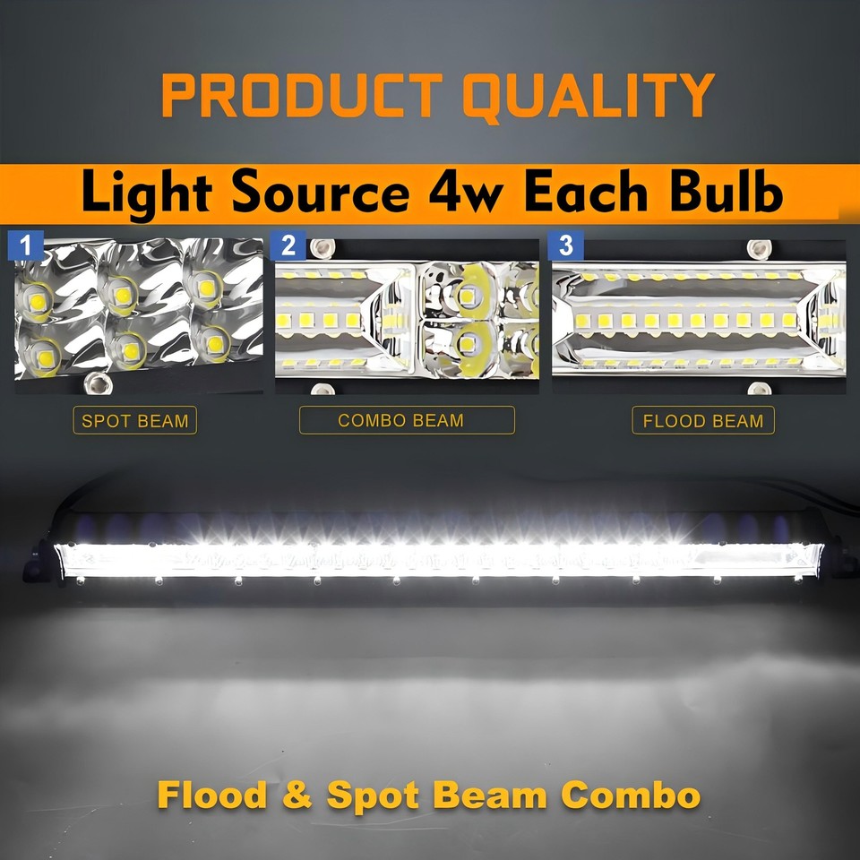 2PACK 20'' inch 1200W Dual Row Spot Flood Combo Led Light Bar Work UTE ...