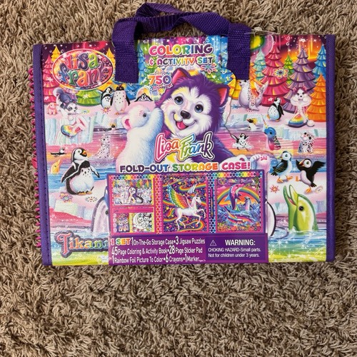 Lisa Frank Tikanni Husky Coloring & Activity Set Tri-Fold Out Storage ...