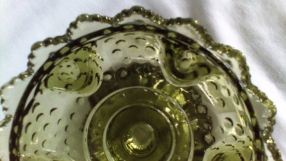 Fenton Glass COLONIAL GREEN * 6" Candle Bowl * Hobnail | eBay