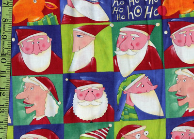 Nancy Wolff Santa Squares Novelty Comical Christmas Holiday Quilt ...