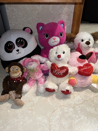 Valentines Day Plush Lot of 7 Stuffed Animals | eBay
