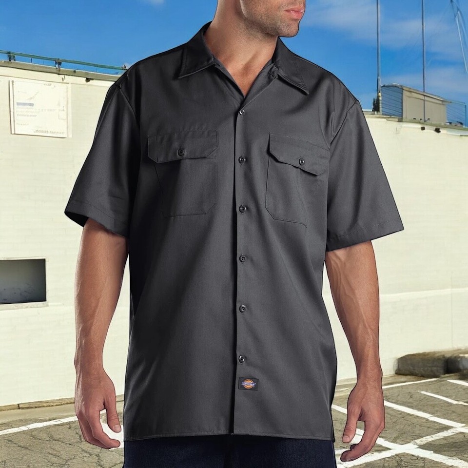 dickies mens personalized custom patch embroidered work uniform shirt ...