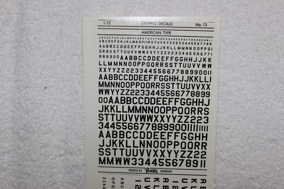 STOPPEL DECAL SHEET 1/72 SCALE AMERICAN TYPE NO. 13 MODELERS MODEL KIT ...