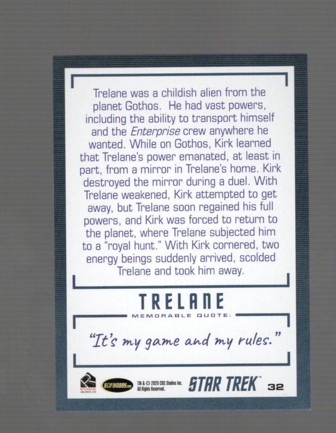 2020 STAR TREK TOS ARCHIVES & INSCRIPTIONS TRELANE #32 VARIATION #33 OF 36 | eBay