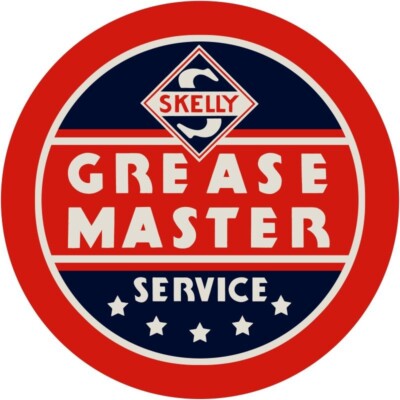 Skelly Oil Co. GREASEMASTER Service NEW Sign: 18" Dia. Round USA STEEL ...