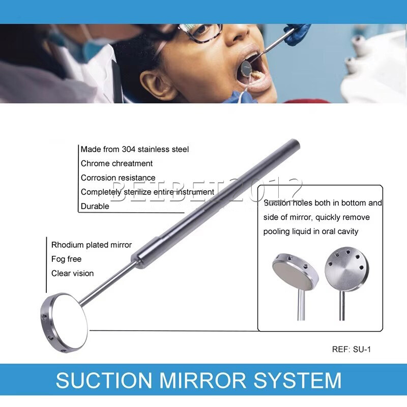 Dental Suction Mirror System Anti Fog Stainless Steel Tool Mouth Mirror ...