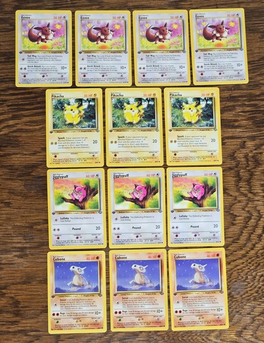 Pokemon Card Lot- 1st Edition Jungle 13 Cards Pikachu Eevee Cubone ...