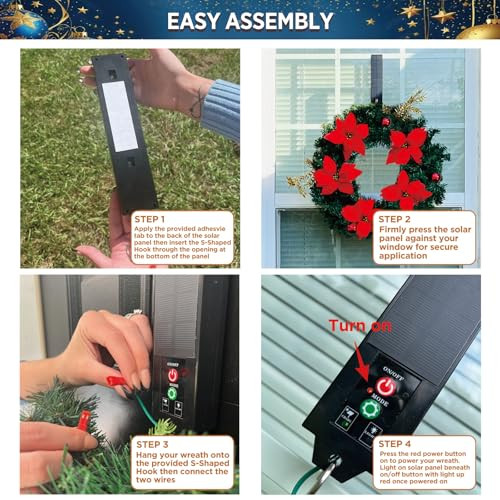 Solar Christmas Wreath Pre-Lit Solar 50 Led Artificial Wreath Outdoor ...