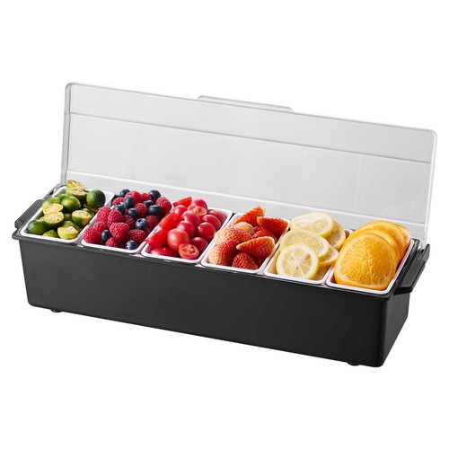 Chilled Condiment Server 6 Compartment Cold Serving Tray with Lid for ...