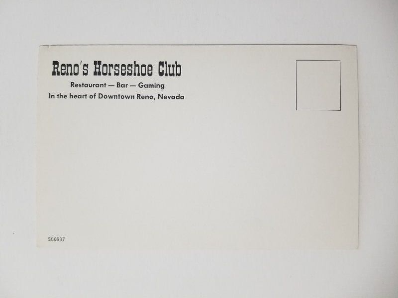 VINTAGE POSTCARD RENO NEVADA "HORSESHOE CLUB" | eBay