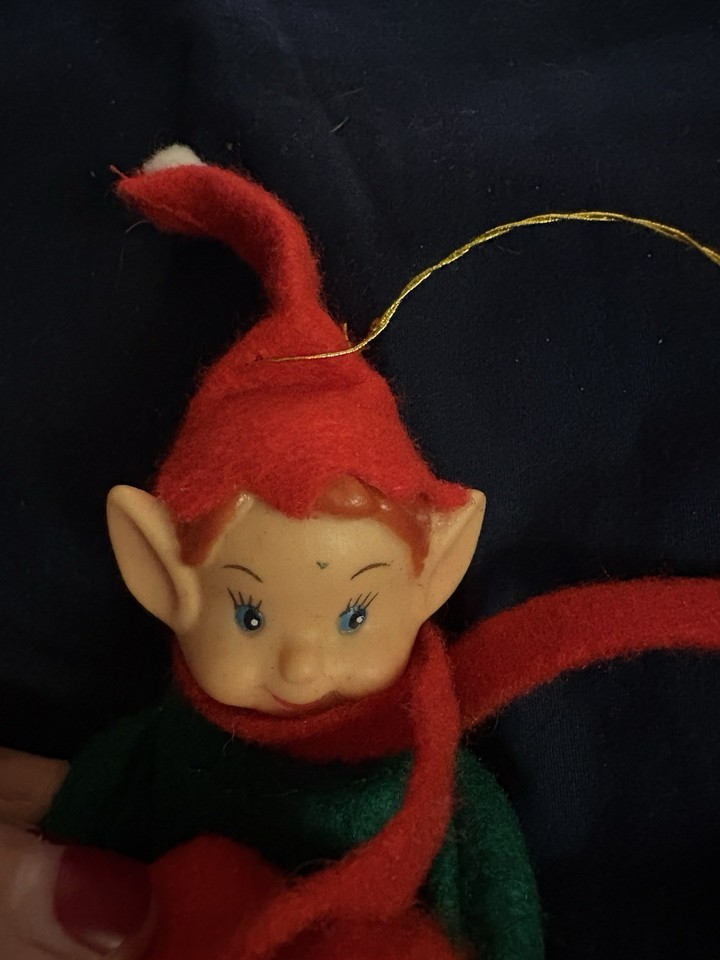 Vintage Knee Hugger Elf Christmas Ornament | eBay UK