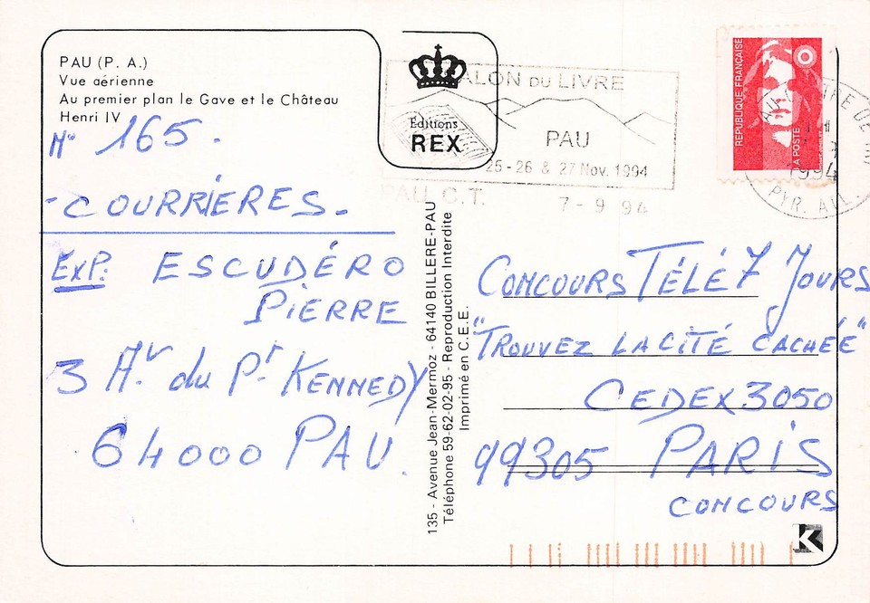 64 PAU VUE AERIENNE AU PREMIER PLAN LE GAVE ET LE CHATEAU HE | eBay UK