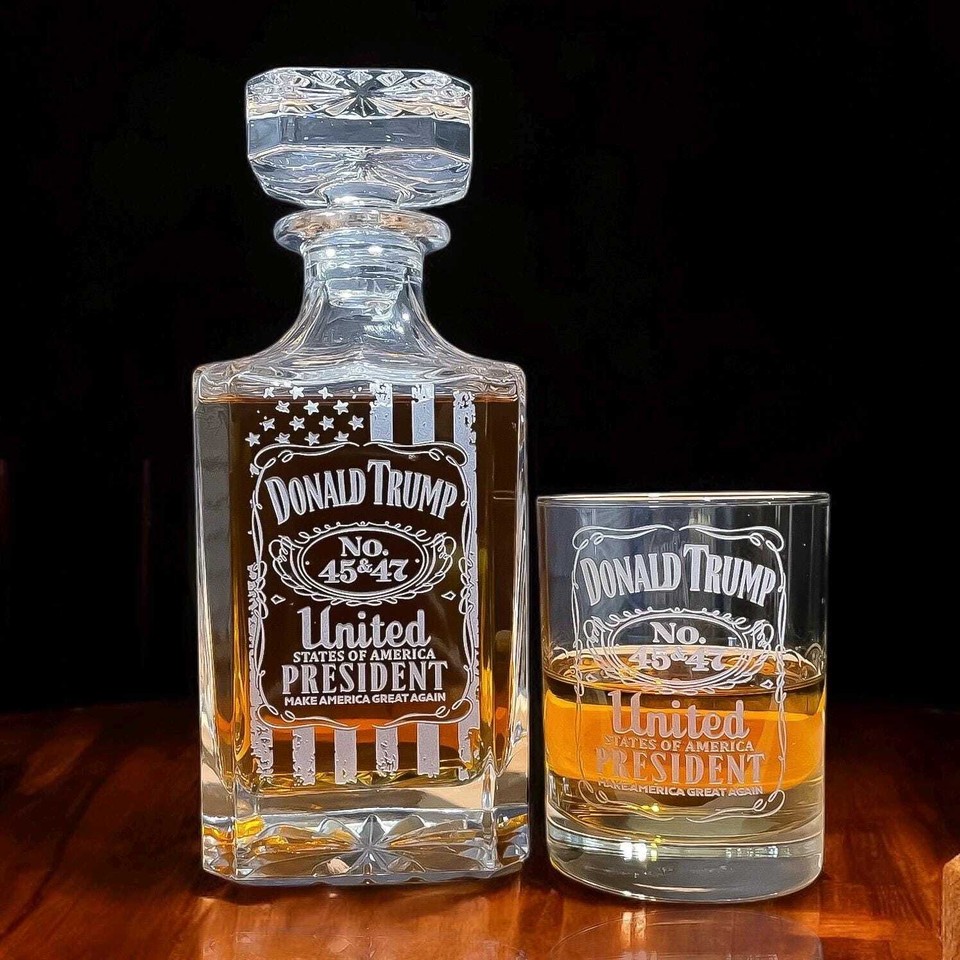 Trump Old No. 45/47 Deep Engraved Whiskey Decanter Set – 3pc or Glass ...