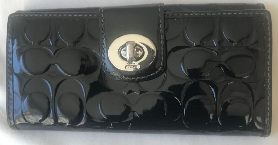 Coach Embossed Signature Patent Leather Wallet - Gem