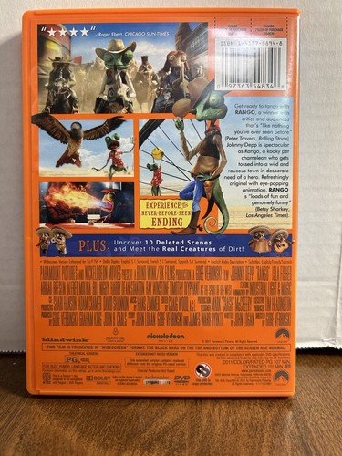 Rango DVD, 2011 Kids movie Nickelodeon Johnny Depp Extended Version ...