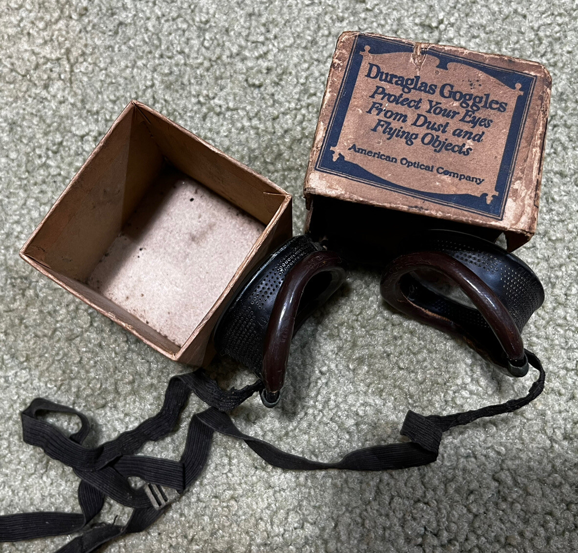 Rare! Vintage 1920’s Boxed Steampunk Goggles Duraglas… - Gem