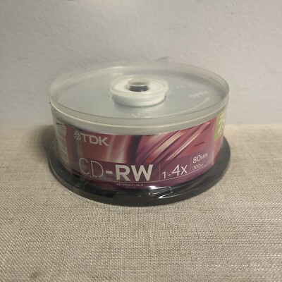 TDK CD-RW Blank Recordable Discs 25 PACK 4X 700MB 80 Min Sealed New | eBay