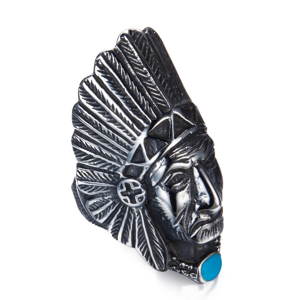 Men's Vintage Indian Aboriginal Chief Ring Stainless Steel Hiphop Cool ...