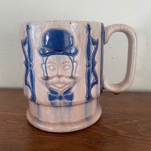 Vintage 70s Mustache Man Shaving Cream Mug Cup Ceramic Artisan Made ...