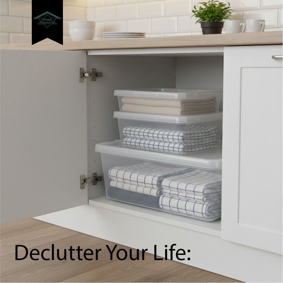 Set Of 5 Plastic Storage Box Boxes WITHOUT LIDS UK MADE Home Office ...