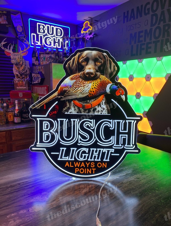 Pheasant Hunting Pointer Bird Dog Busch LED Light Sign Always on Point ...