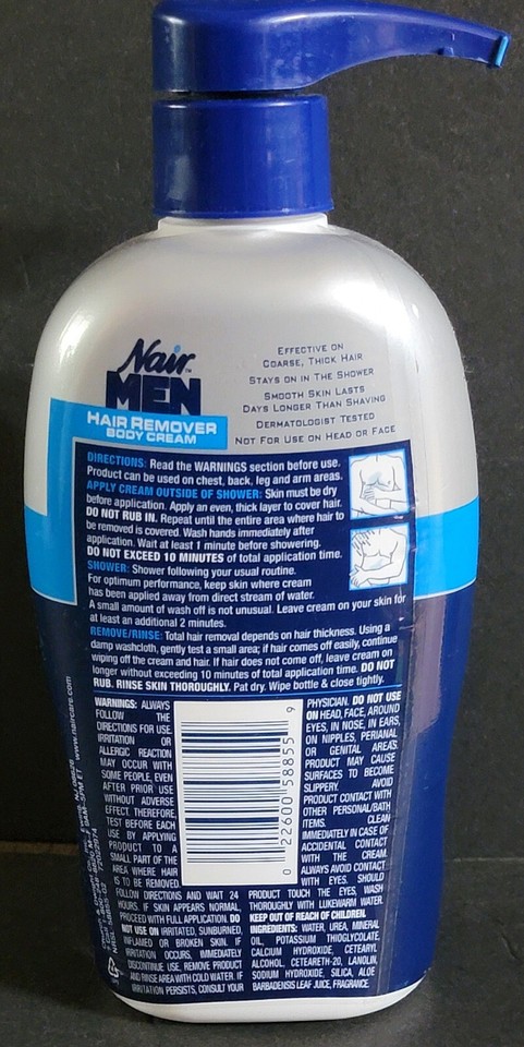 Nair Men Hair Remover Body Cream, Body Hair Remover for Men, 13 Oz ...